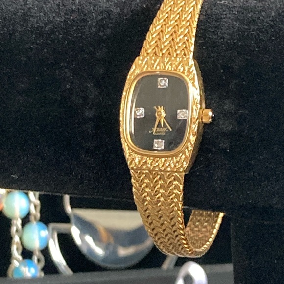 Xavier | Accessories | Xavier Watch Women Gold Tone Woven Black ...